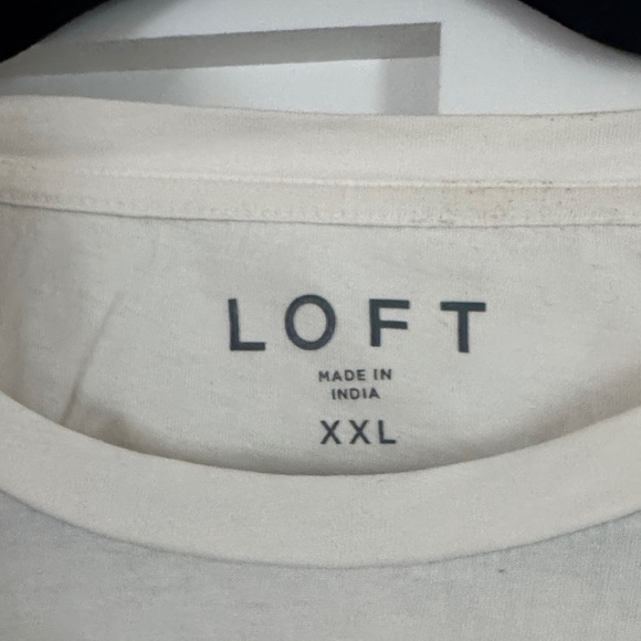 LOFT | Tops | Loft Ivory Embroidered Short Sleeve Tee | Poshmark
